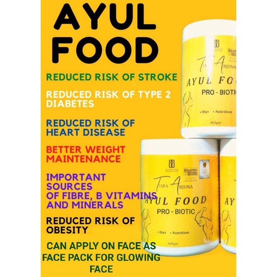 TIARA ARJUNA AYUL FOOD PRO-BIOTIC (500gm) ORIGINAL | Shopee Malaysia