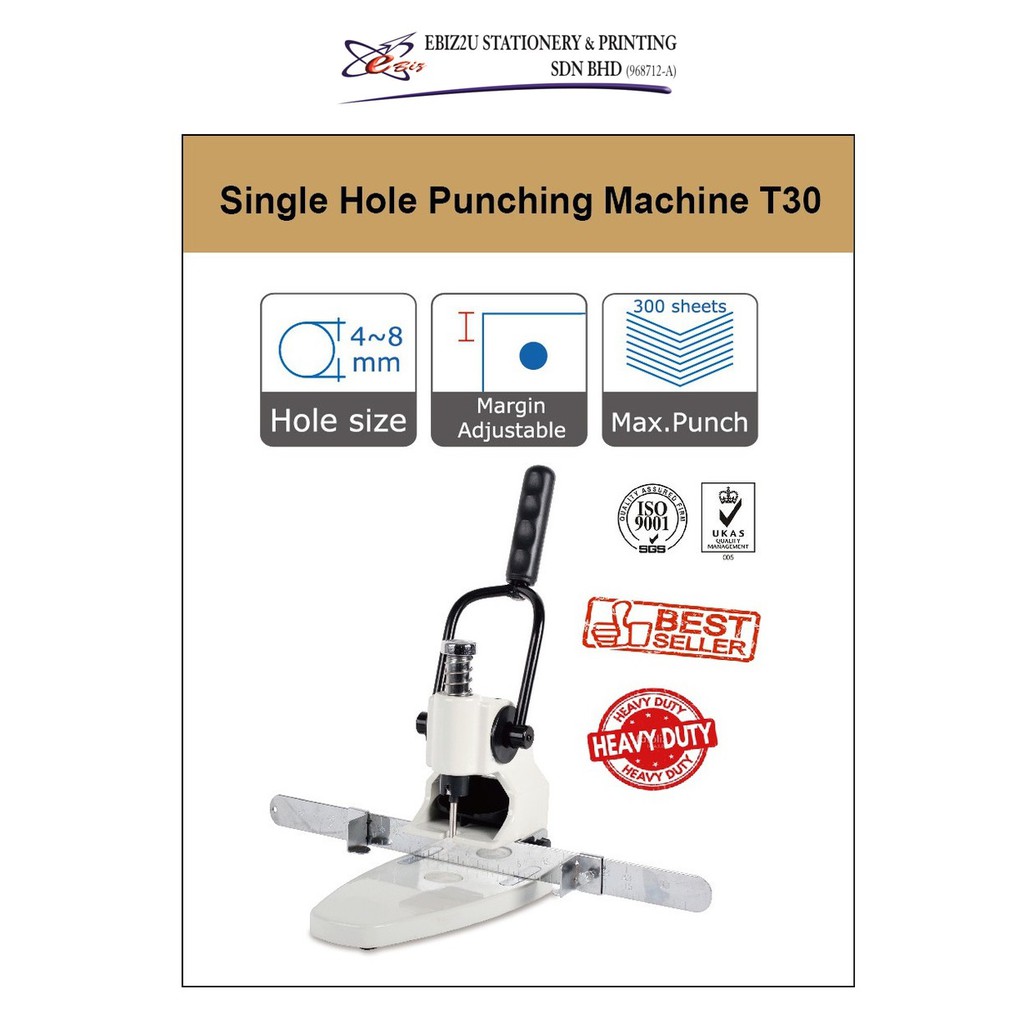 YB-T30 - 1 Hole Heavy Duty Puncher (T30) - 300 sheets (Single Hole ...