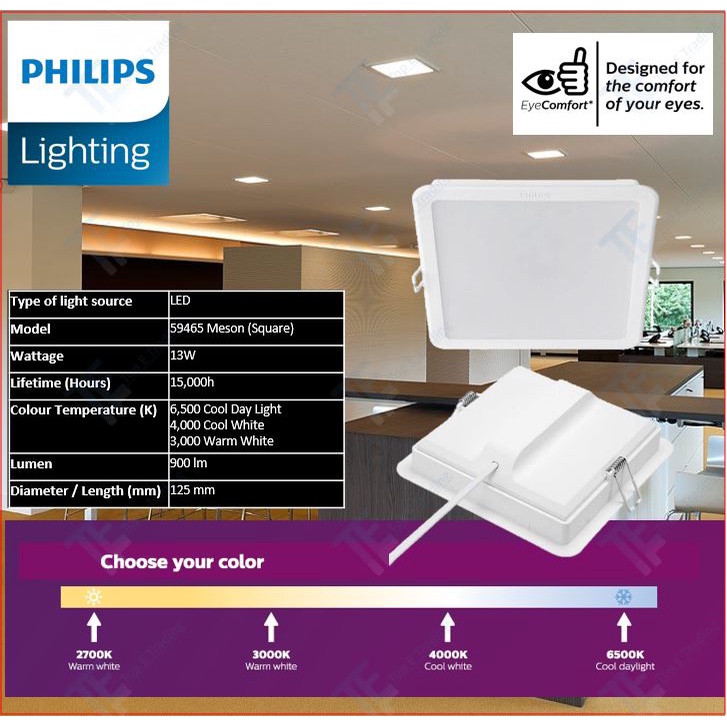 **Buy1Free1** Philips Meson LED downlight 13w Square 30k (Warm White ...