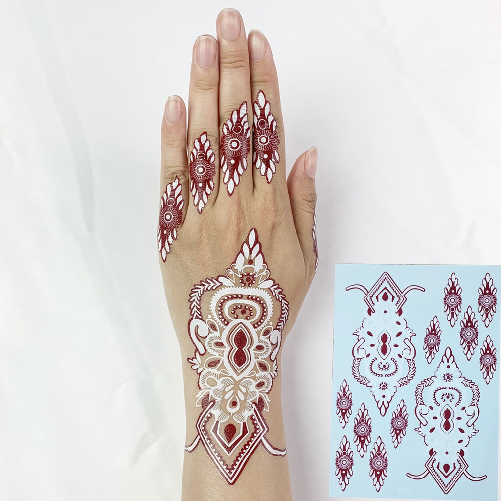 White Brown Indian henna tattoo sticker inkjet middle eastern fake ...