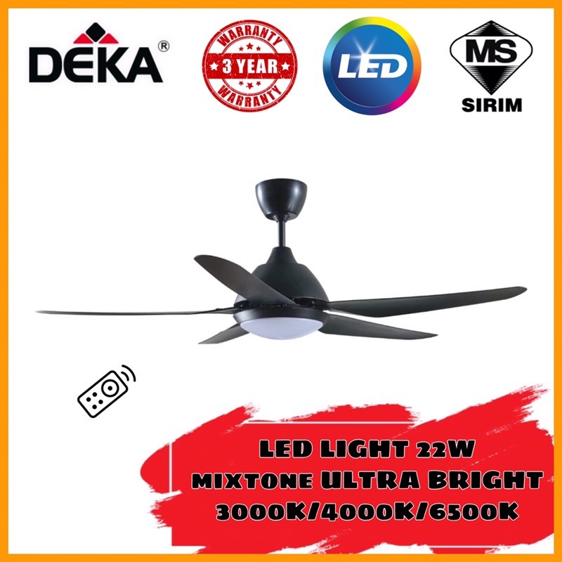 DEKA V1/56 INCH 4SPEED CEILING FAN WITH LED 3COLOURS AND REMOTE CONTROL ...