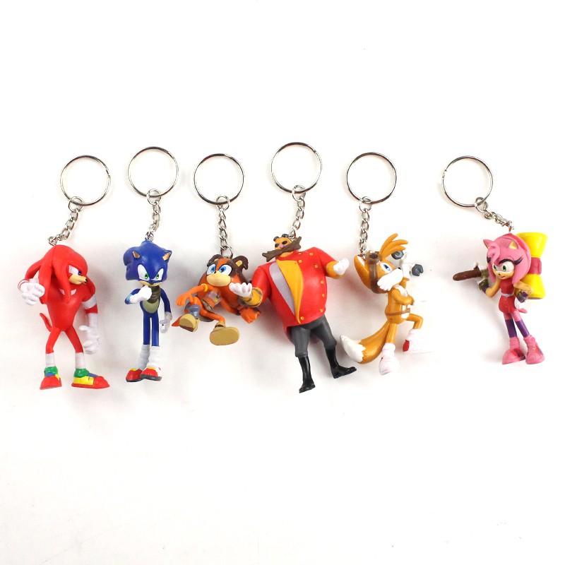 5-7cm 6pcs/set Sonic Key chain Sonic Shadow Tails Amy Rose Dr Eggman ...