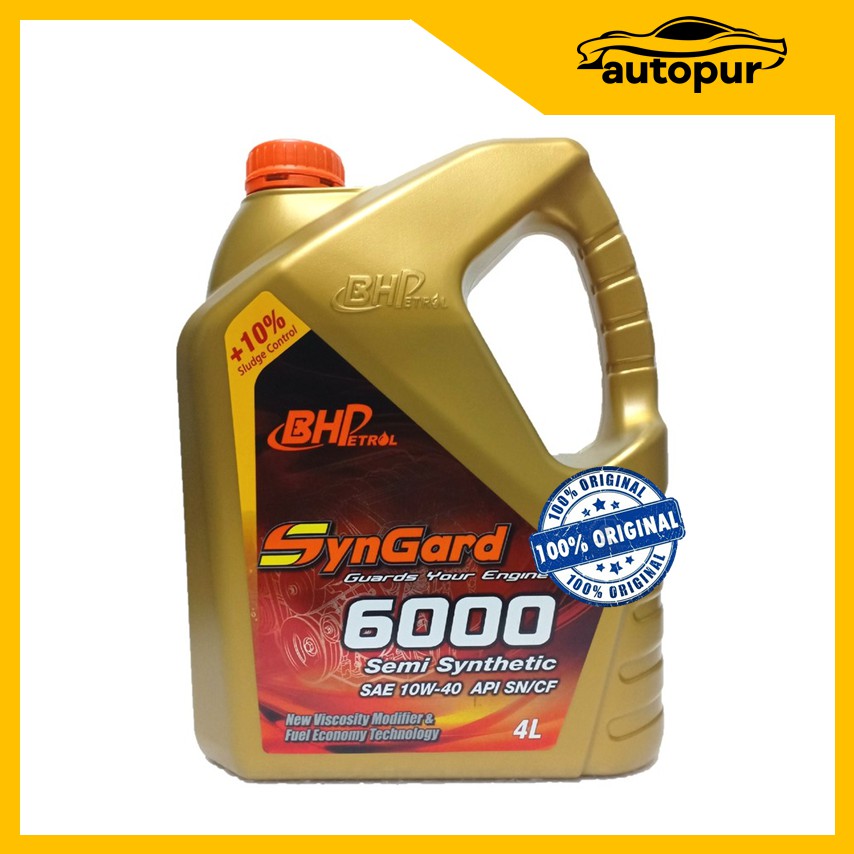 Minyak Engin BHP BHP SynGard 6000 10W40 Semi Synthetic Engine Oil 4L ...