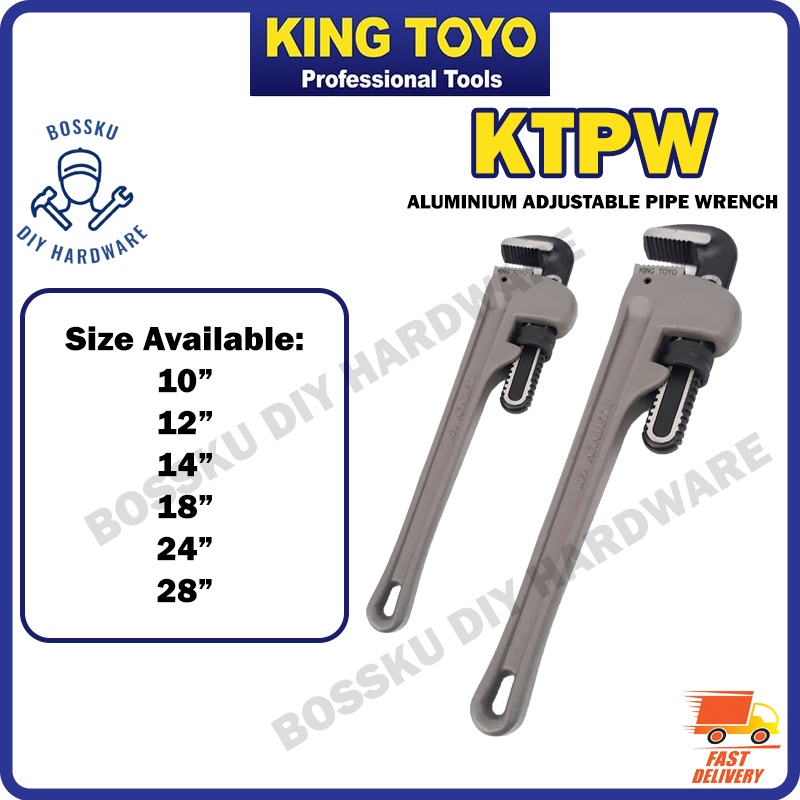 KING TOYO KTPW Adjustable Aluminum Pipe Wrench 10" 12" 14" 18" 24" 36 ...