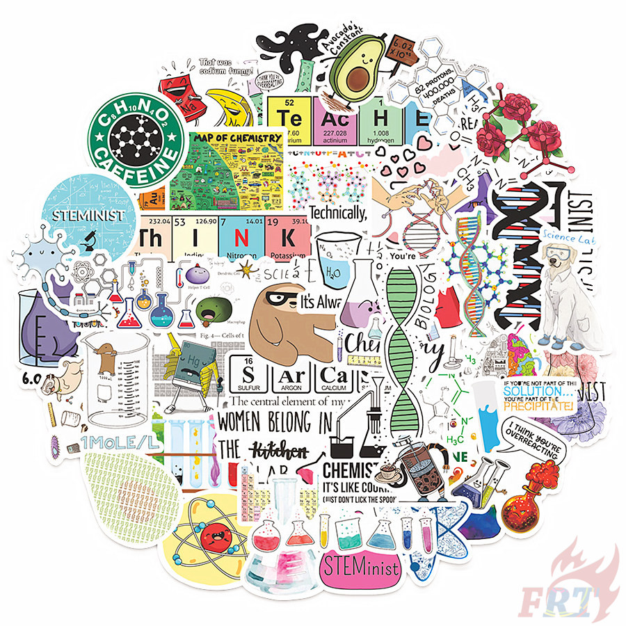 50Pcs/Set Fun Science & Chemistry Laboratory Series 02 Stickers Fashion ...