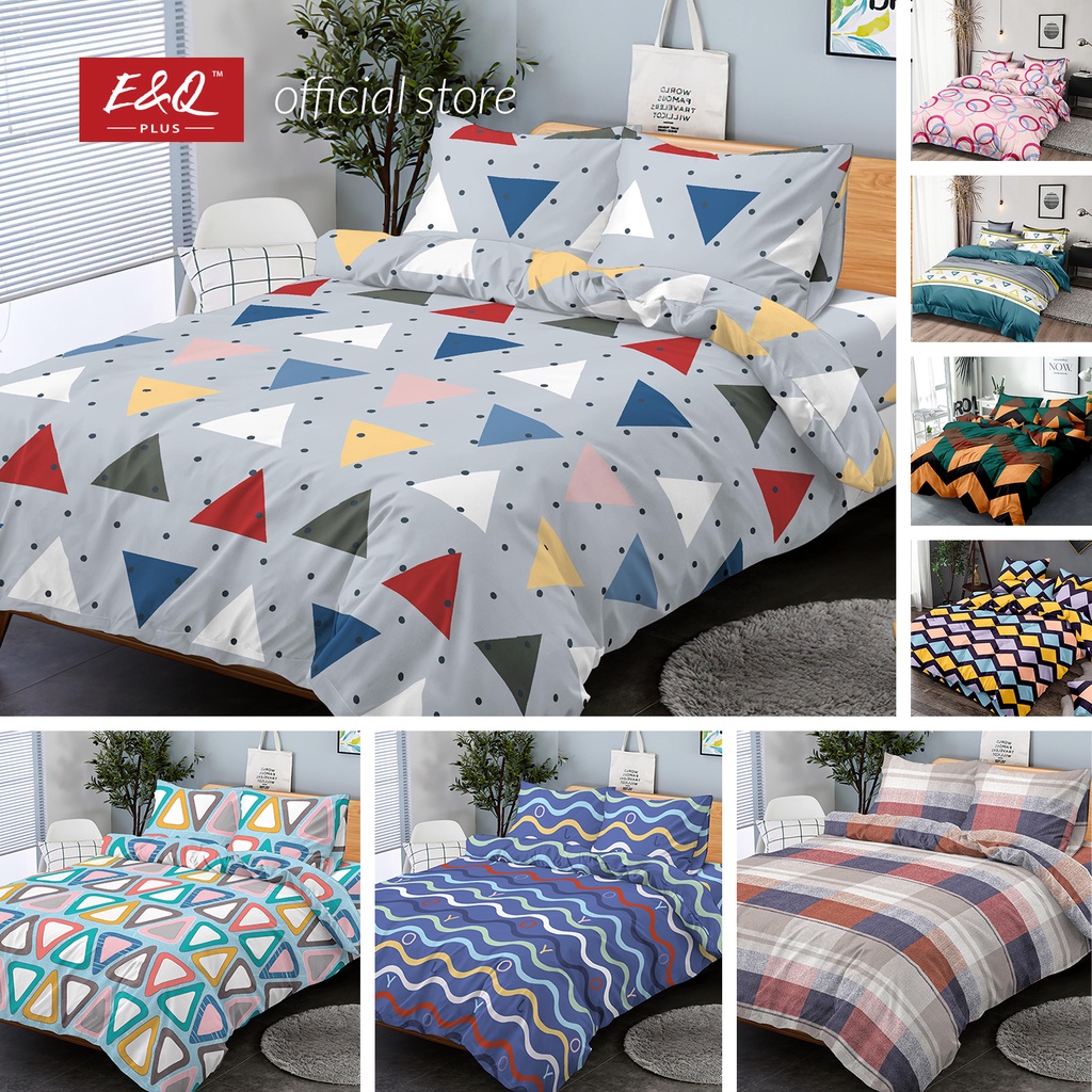 ENQ 4 in 1 King Queen / 2 in 1 Single Bedding Bedsheet Set / Katil ...