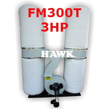 Hawk Dust Collector FM300T (3HP) & FM300TH (5HP)( 2 Bags)Wood working ...