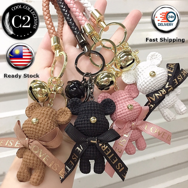 【C2】Small Gift Door Gift Korean Teddy Bear Keychain Car Keychain Bag ...