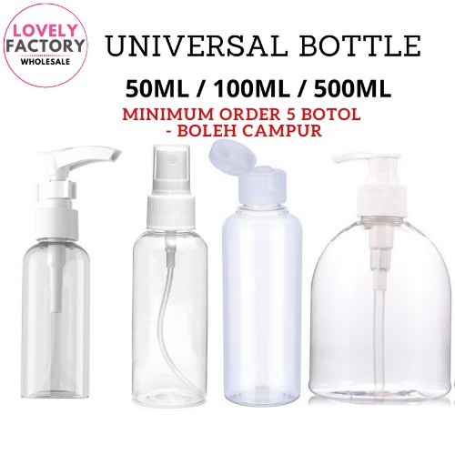 50ML / 100ML / 500ML BOTOL PAM & PENUTUP FLIP TRANSPARAN UNTUK TRAVEL ...