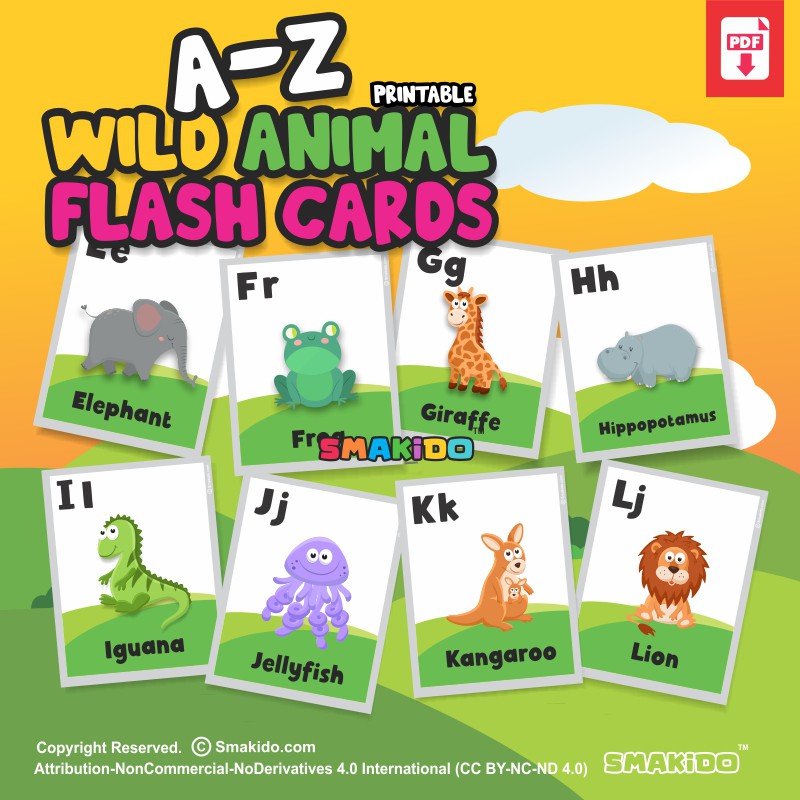 [ Soft Copy/ PDF ] Printable Flash Card For Kindergarten- Wild Animals ...