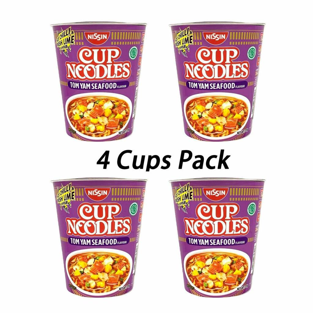 (*Bundle of 4 Cups) Nissin Cup Noodles - Tom Yam Seafood (HALAL) 70G x4 CUPS | Shopee Malaysia