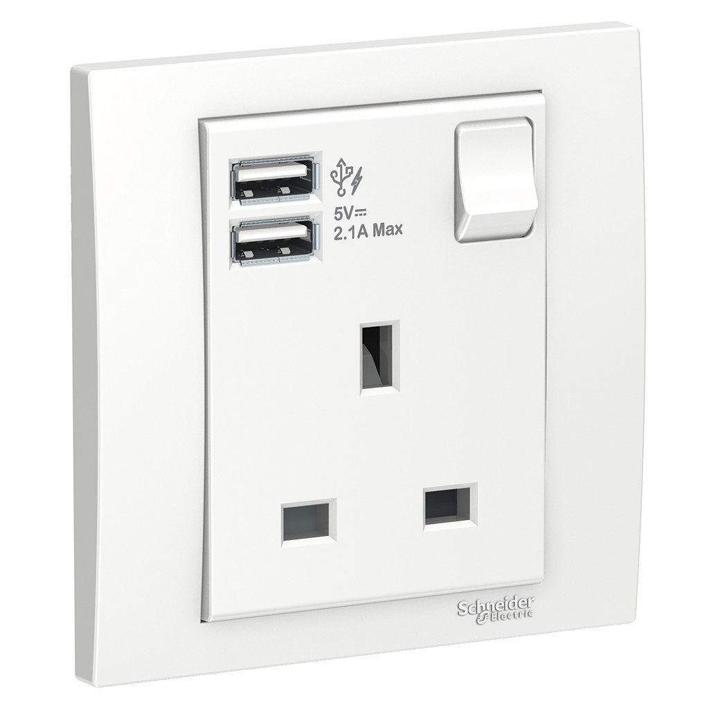 Schneider Vivace Socket Universal/KB113LS /USB/KB15USB/USB/Tel Socket ...