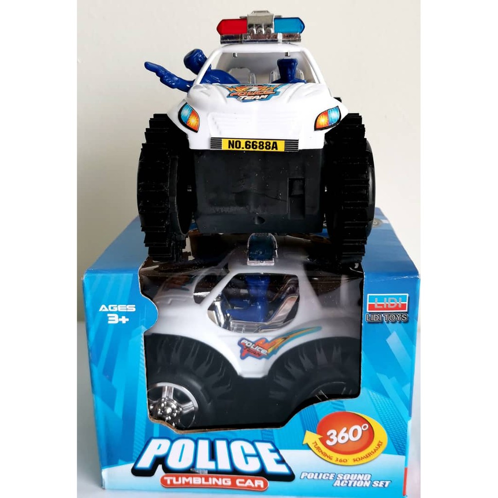 Free Battery Police Tumbling Car For Kids Toys Upside Down Mainan ...