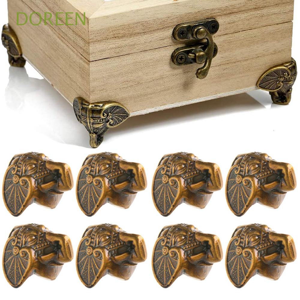DOREEN 4pcs Corner Brackets Retro Design Wood Case Legs Jewelry Box ...