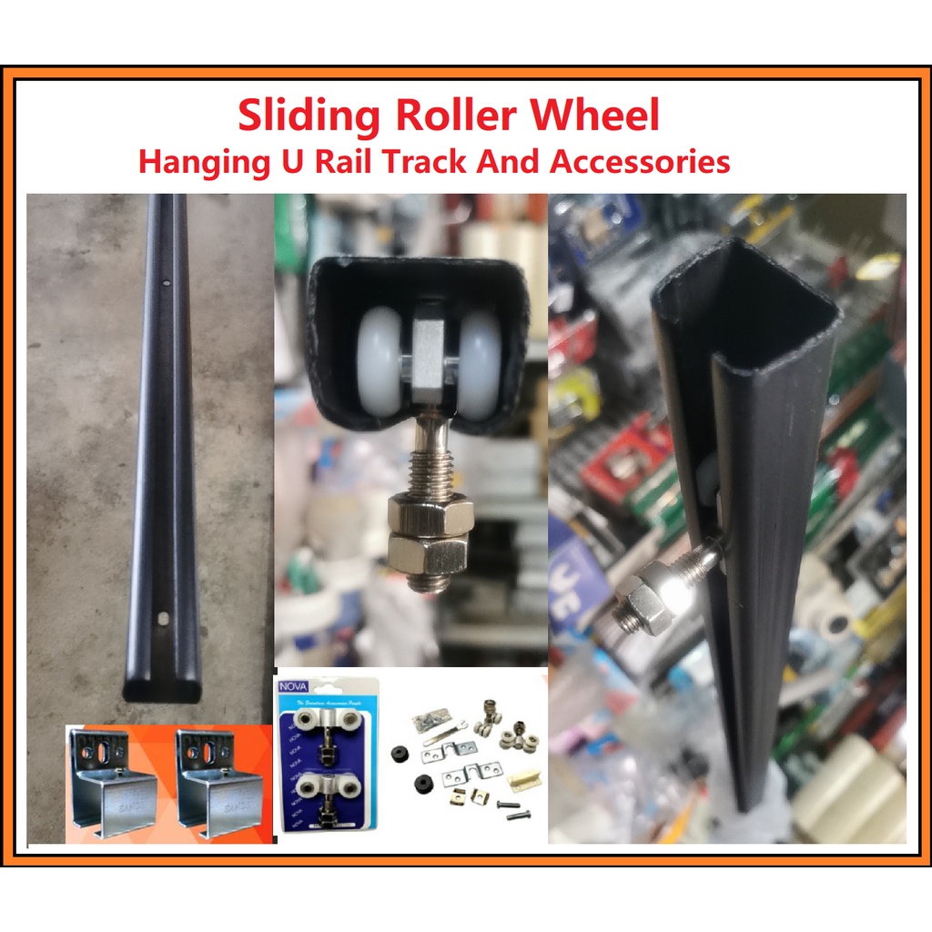 Sliding U rail track -Sliding Roller wheel -Track bracket accessories ...