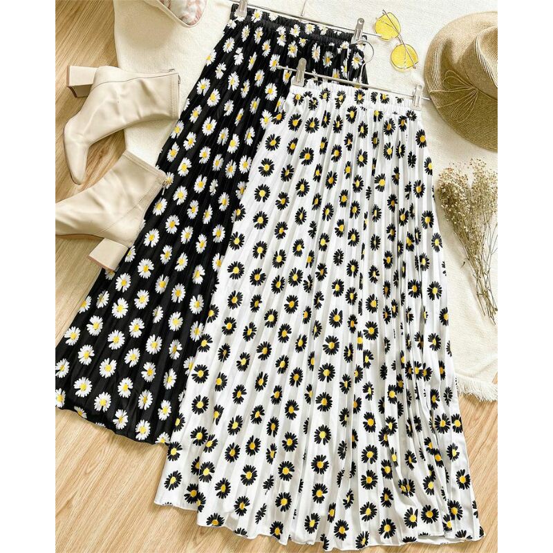 Daisy/women's Middle Length Chiffon Skirt Daisy a-Line High Waist Net ...