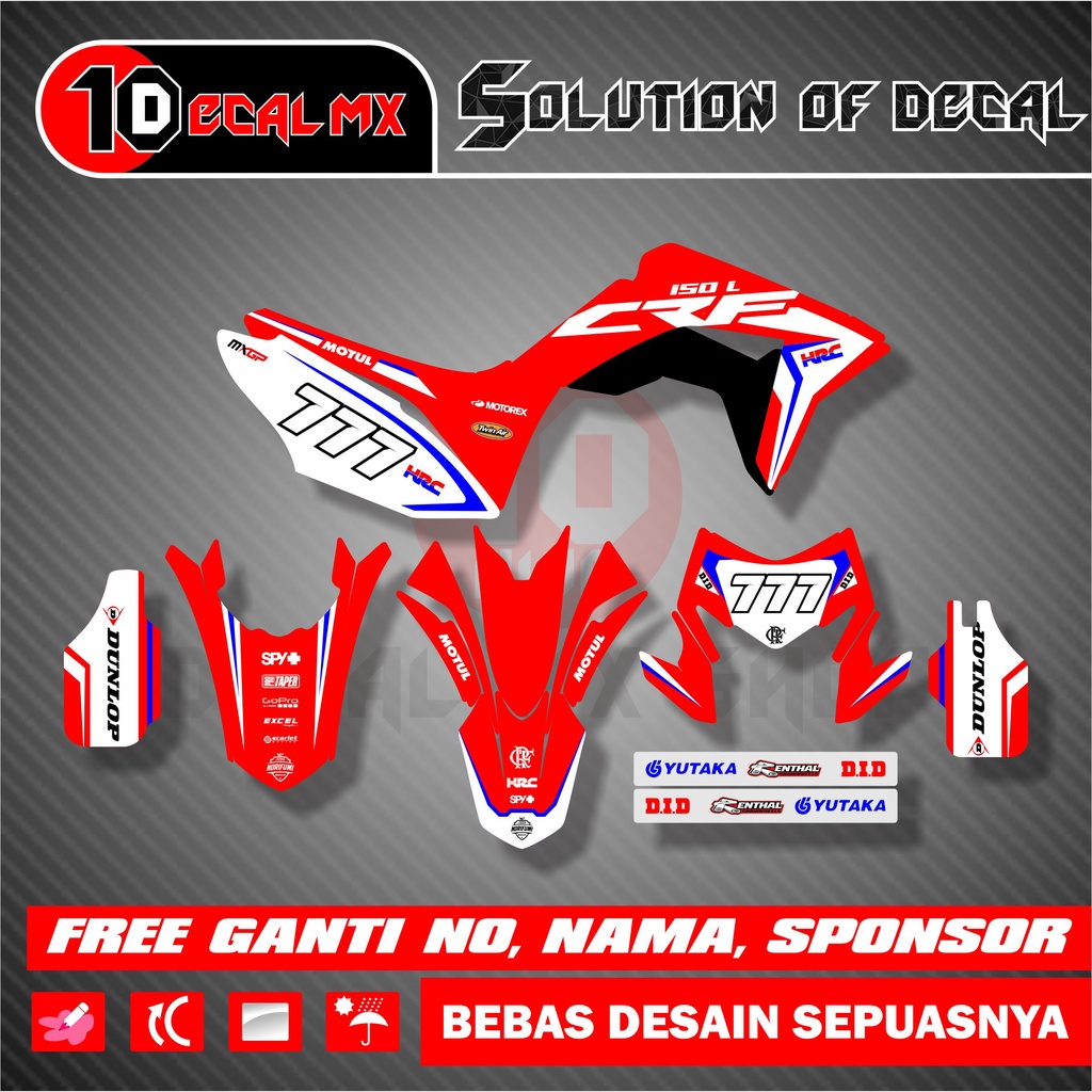 PUTIH MERAH Crf 150L Simple Red and White Sticker Decal Full Body Decal ...