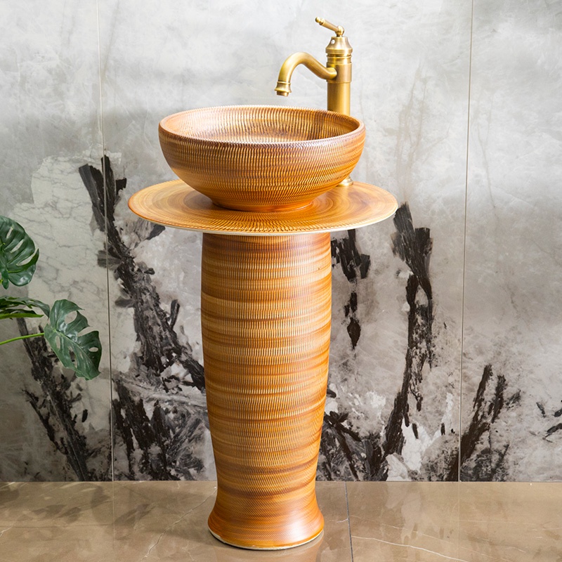 Ceramic Column Type Washbasin Balcony Bathroom Pedestal Basin Inter ...