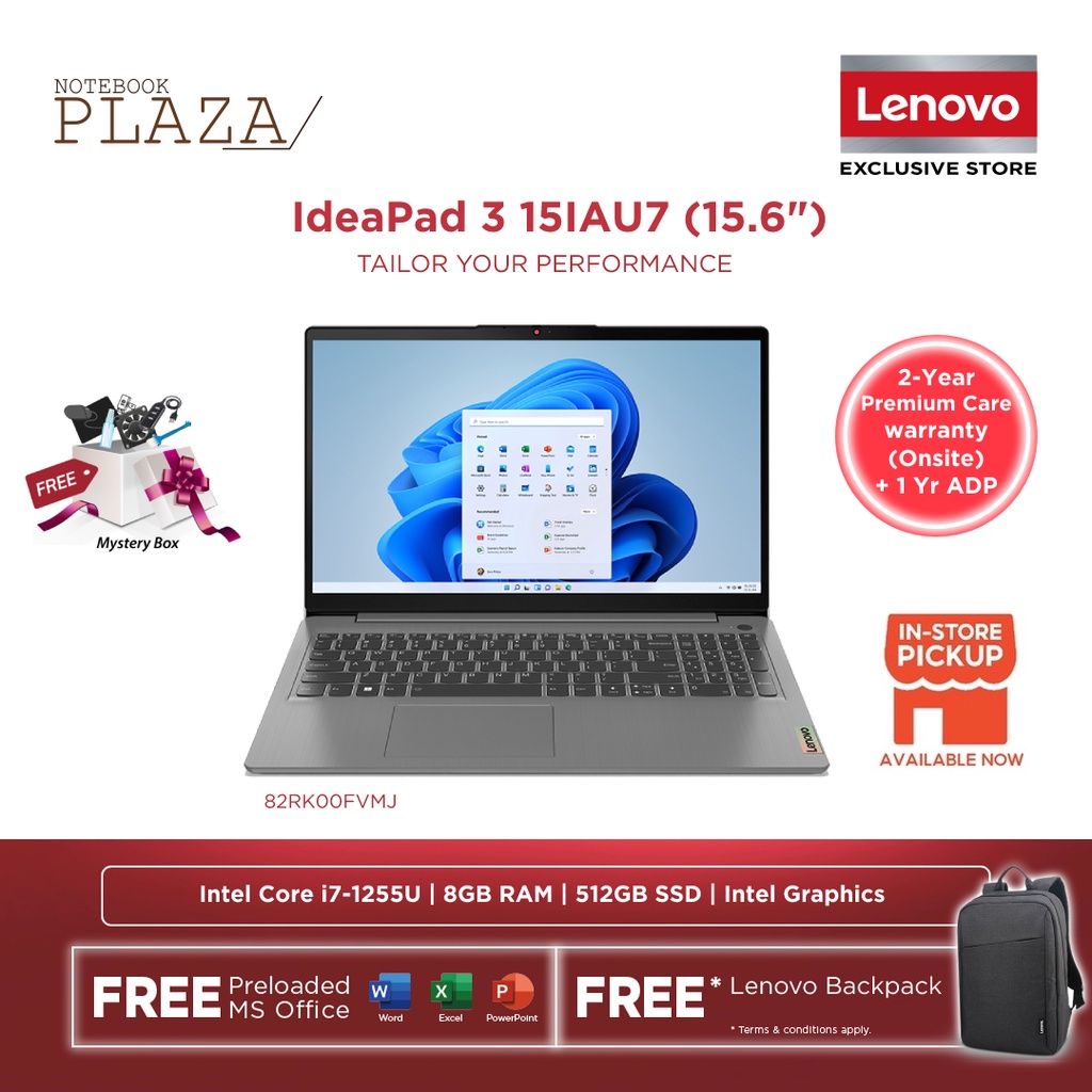 Lenovo IdeaPad 3 15IAU7 82RK00FVMJ 15.6'' FHD Laptop Arctic Grey ( i7 ...