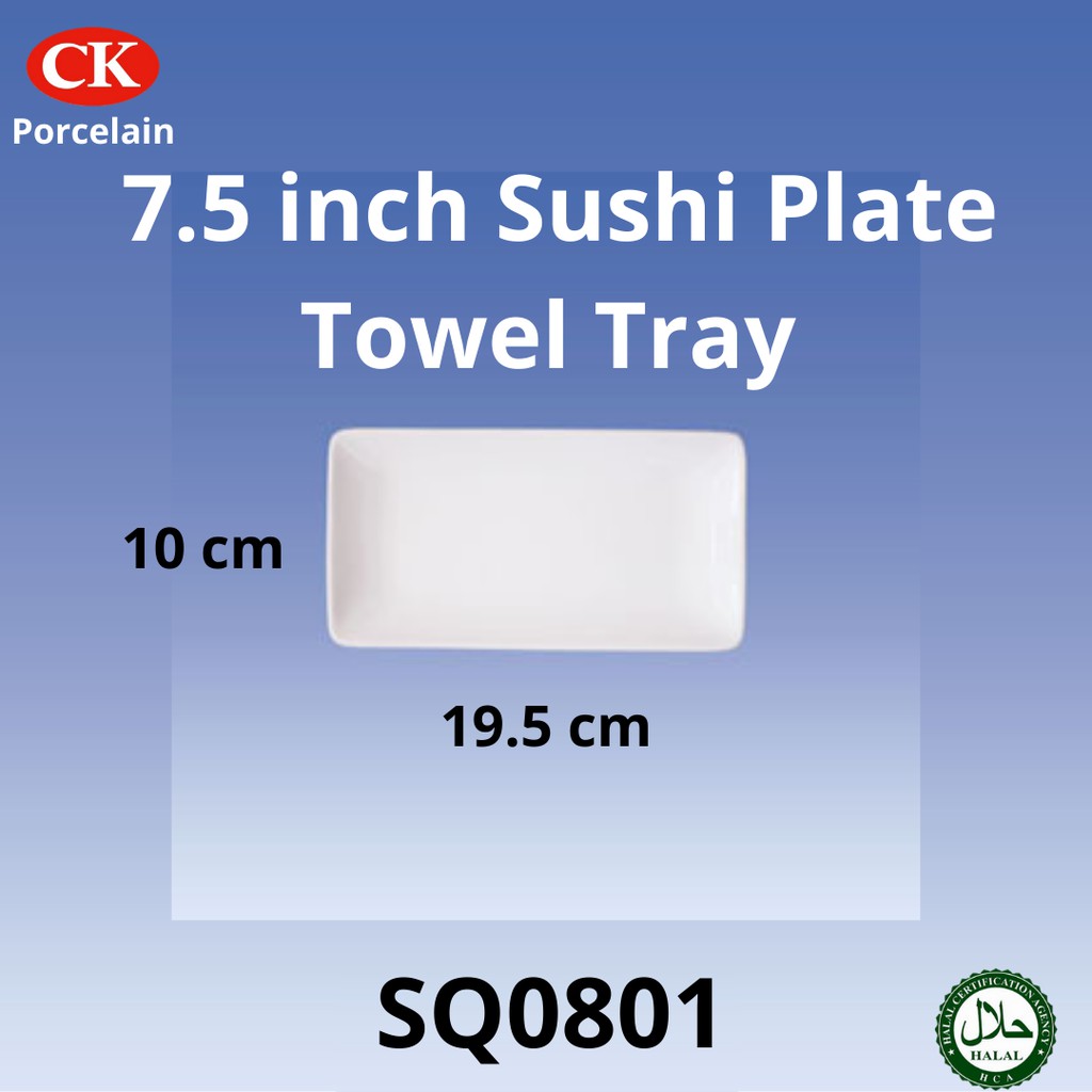 CK Porcelain, Rectangular Sushi Plate / Porcelain Towel Tray / Ceramic ...