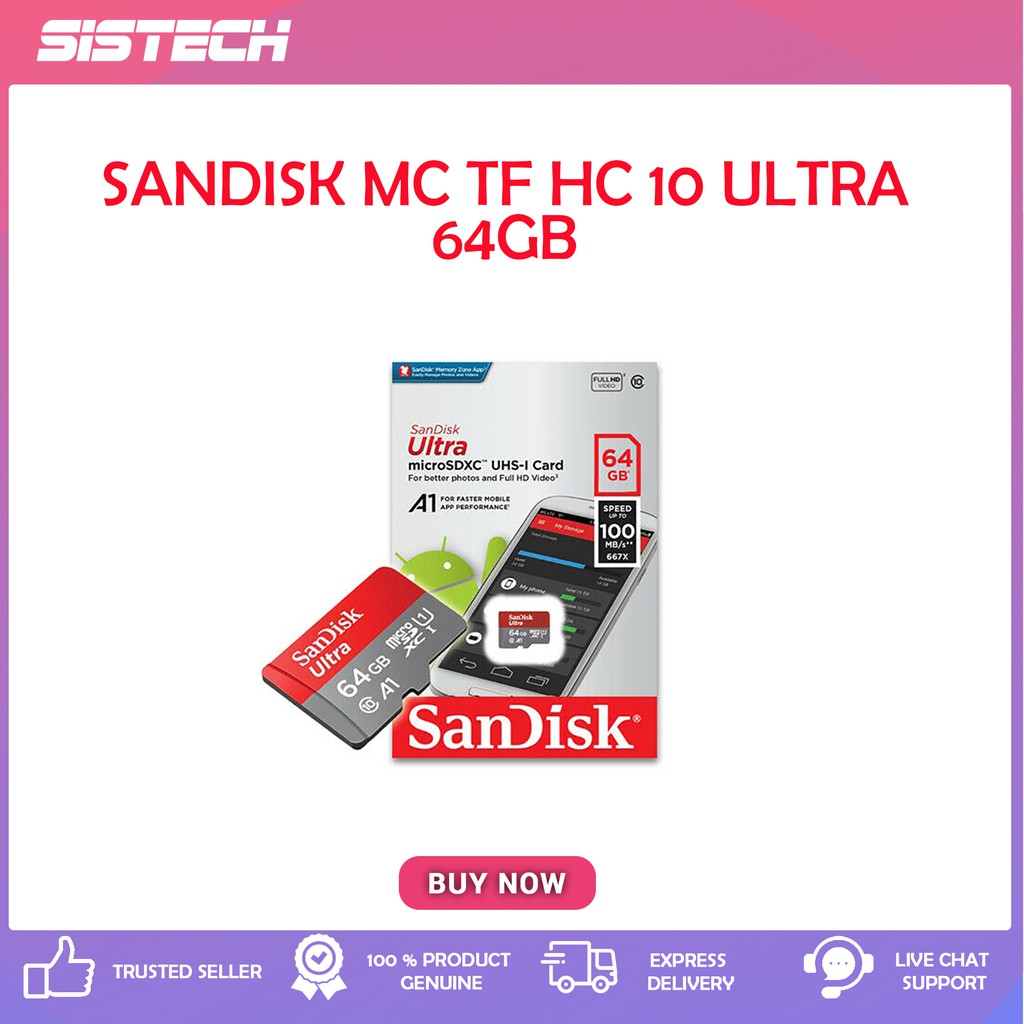 SANDISK MC TF HC 10 ULTRA 64GB(120MB/S) | Shopee Malaysia
