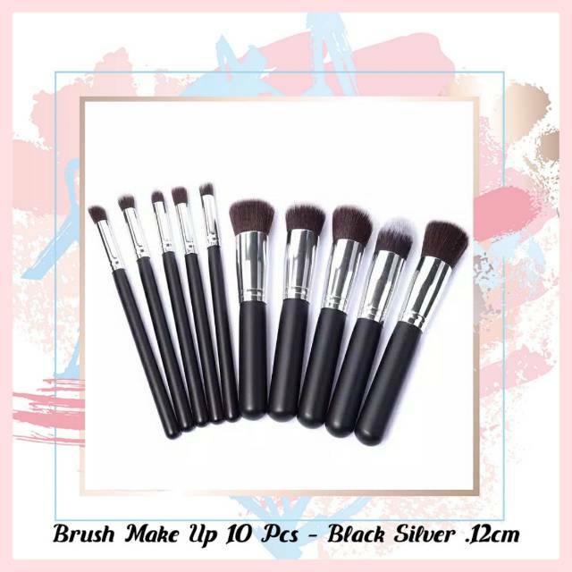 Brush BLUSH ON MAKE UP 10 SET!! Super Nice BLACK SILVER!! Ready Stock ...