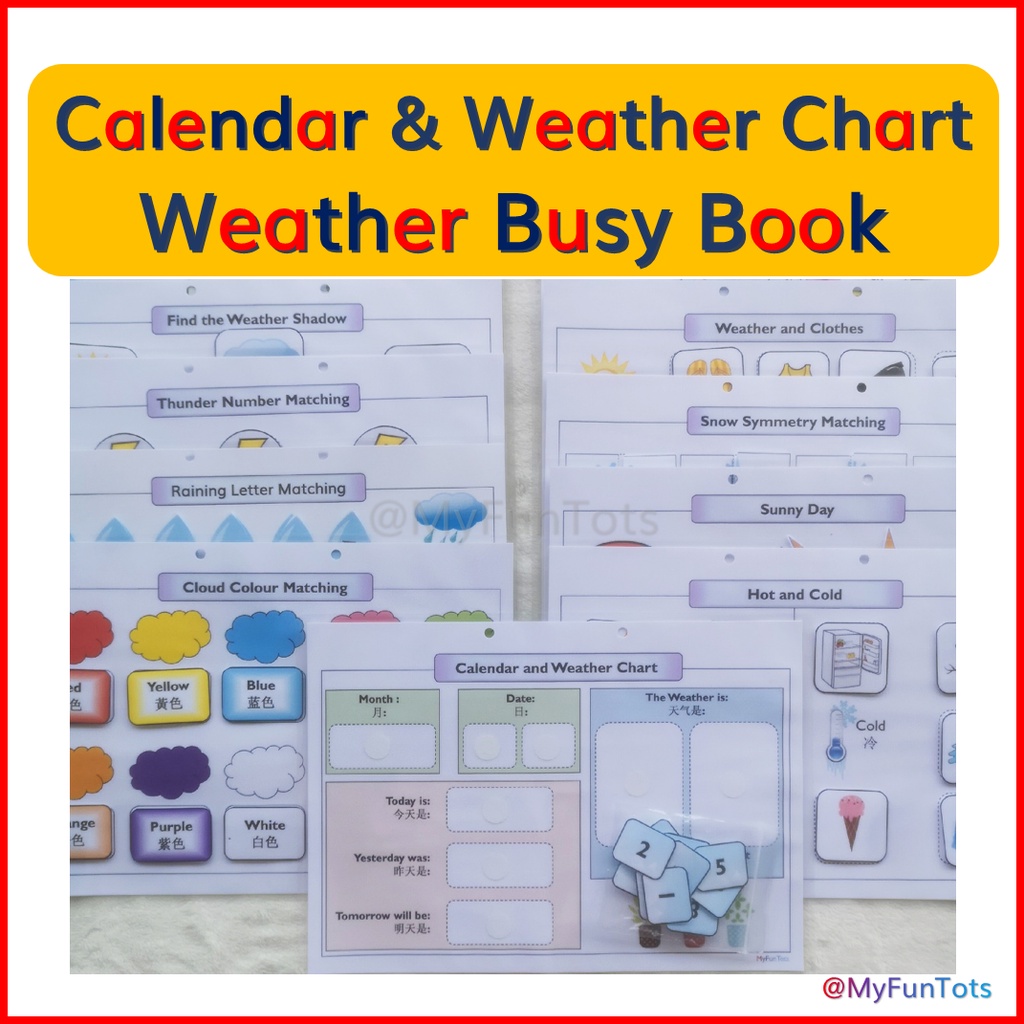 [2-in-1] Weather Busy Book, Calendar Chart and Weather Chart | English ...