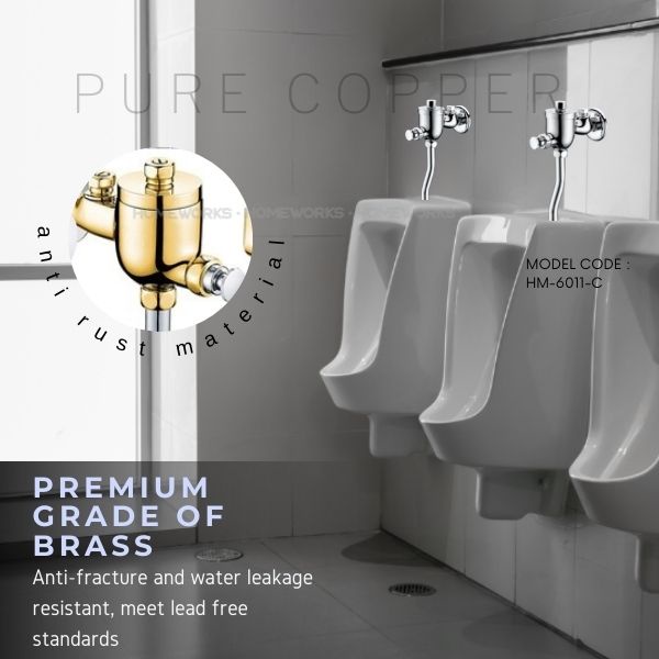 HEMOS BRASS AUTO SELF CLOSING EXPOSED DELAYED ACTION URINAL VALVE HMSC ...