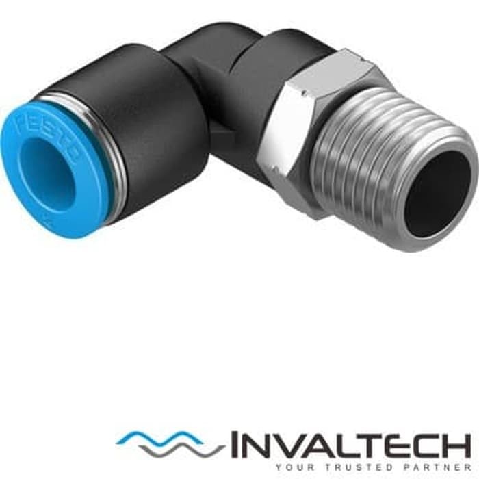 Festo Threaded-to-Tube Pneumatic Elbow Fitting R 1/4 to Push In 10 mm, QS Series, 14 bar QSL 1/4 ...