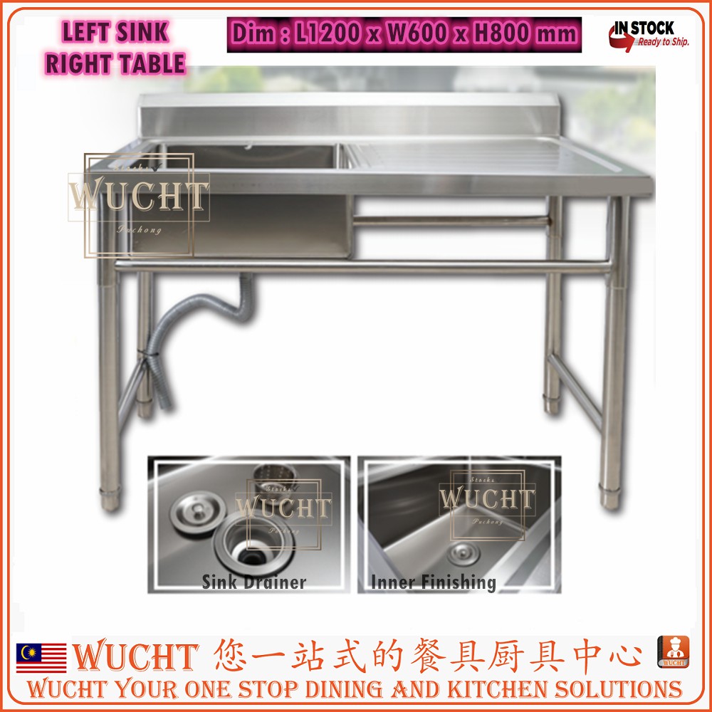 【WUCHT】Commercial Stainless Steel Sink 4 feet , Single Sink Portable ...
