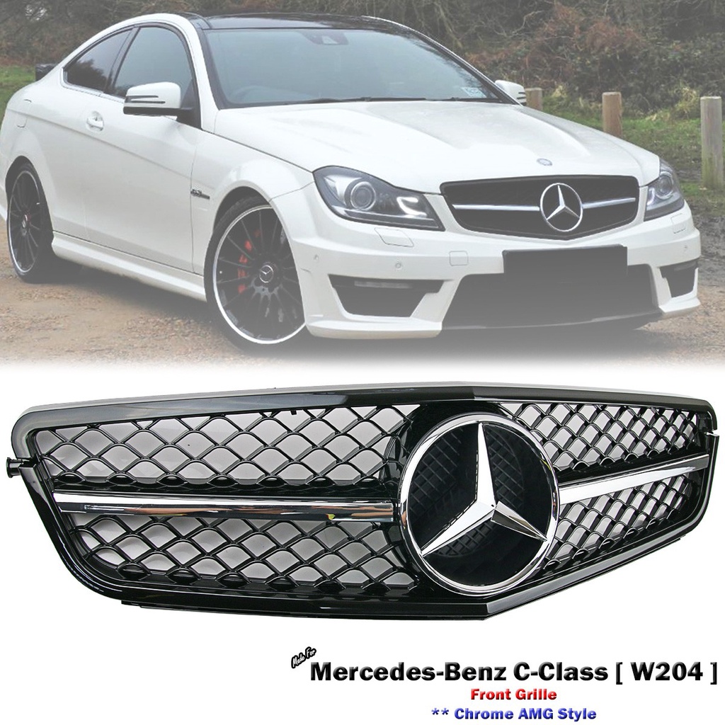 Front Chrome AMG Grille For Mercedes Benz W204 C-Class C280 C300 C350 ...