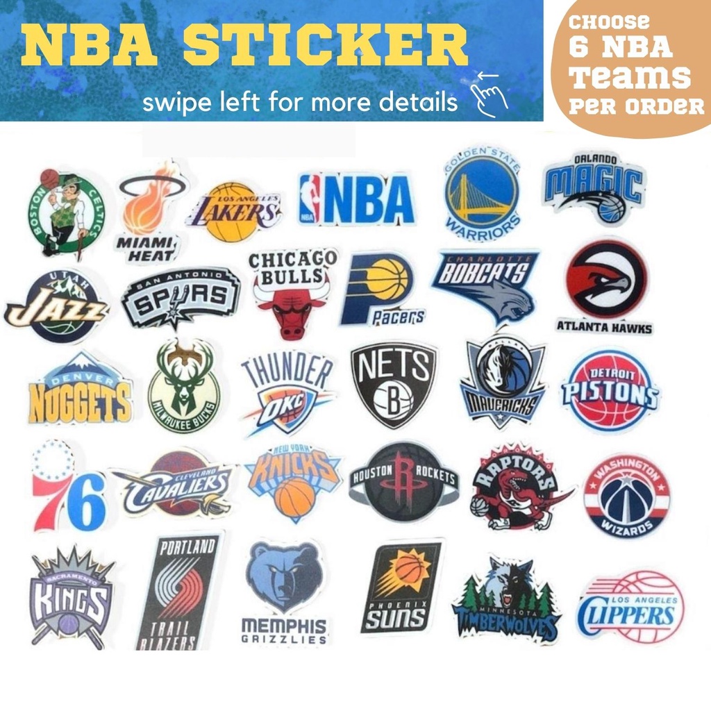 NBA TEAMS STICKER (SET OF 6PCS/ WATERPROOF) | Shopee Malaysia