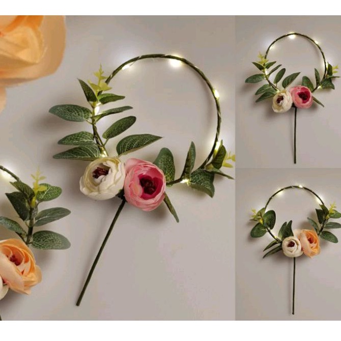 Ready stock - Flowers LED and leaves garland Cake Topper Decoration LED ...