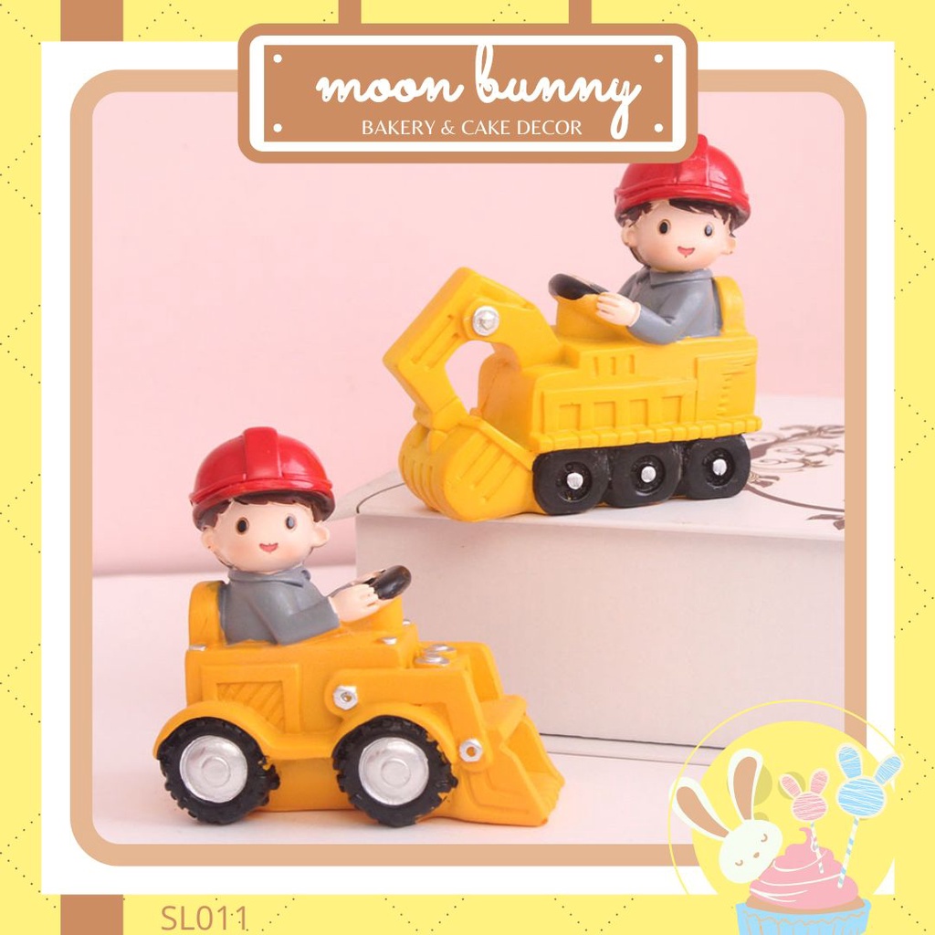 Construction Cake Topper Bulldozer Excavator Digger Crane Truck ...