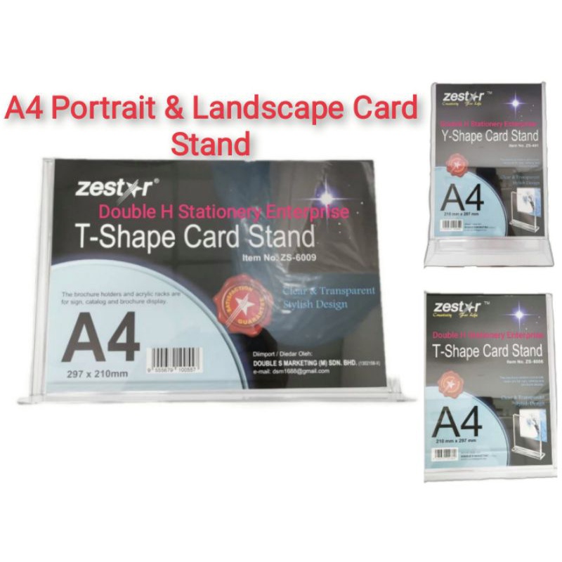 ZESTAR Y-Shape Card Stand A4 / T-Shape Card Stand A4 (210mm x 297mm ...