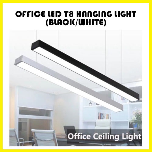 Office Pendant Lamp LED Office Linear Light Office Hanging LightT8 LED Fixtures 1x4FT (BLACK ...