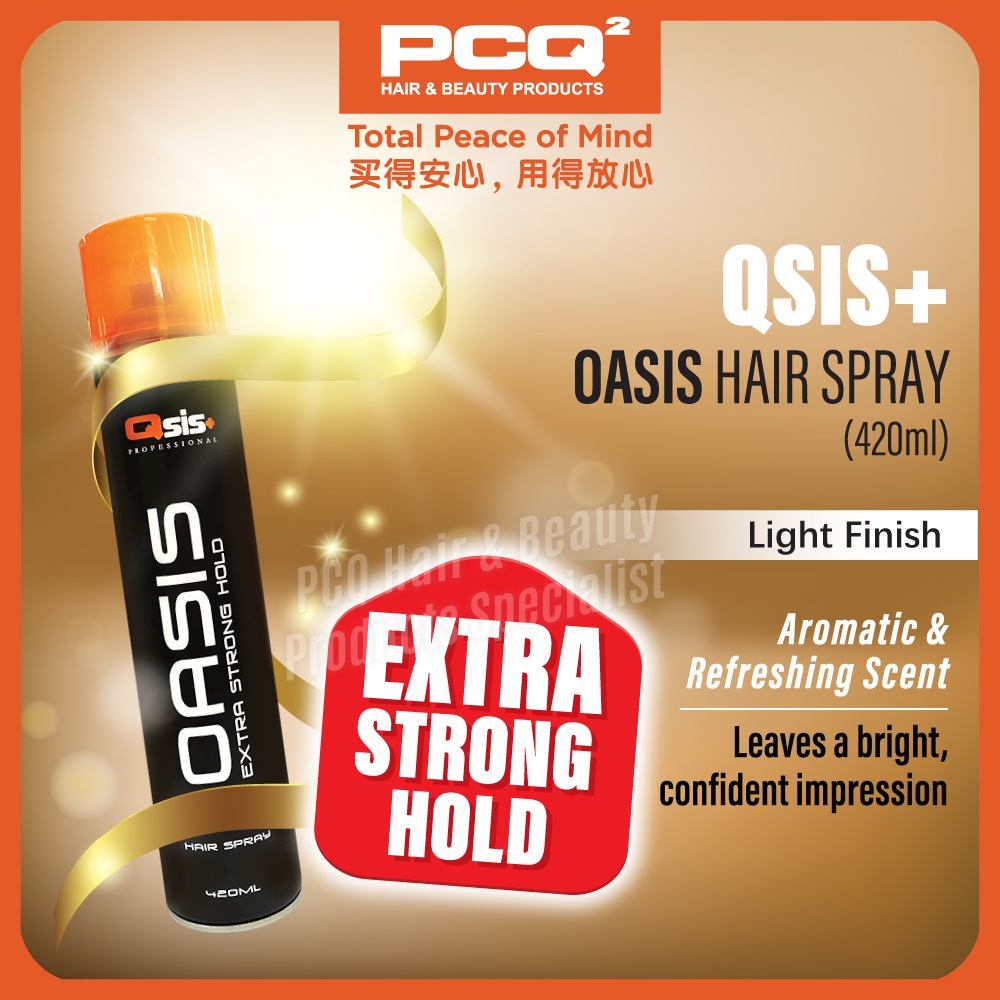 Plus+ Qsis OASIS Hair Spray Extra Strong Hold 420ML / 50ML | Shopee ...