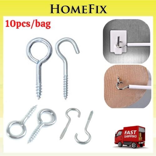 (10pcs/Bag )Screw Hook & Eyes / Skru Dawai Langsir (Screw for Curtain ...
