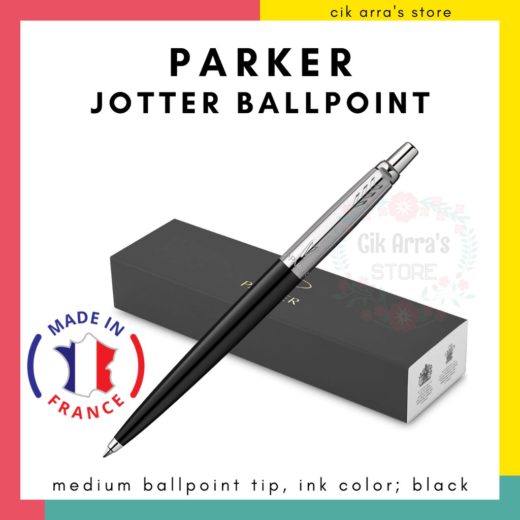 Parker Jotter Bond Street Black Chrome Trim Medium Ballpoint Pen with Black Ink | Shopee Malaysia