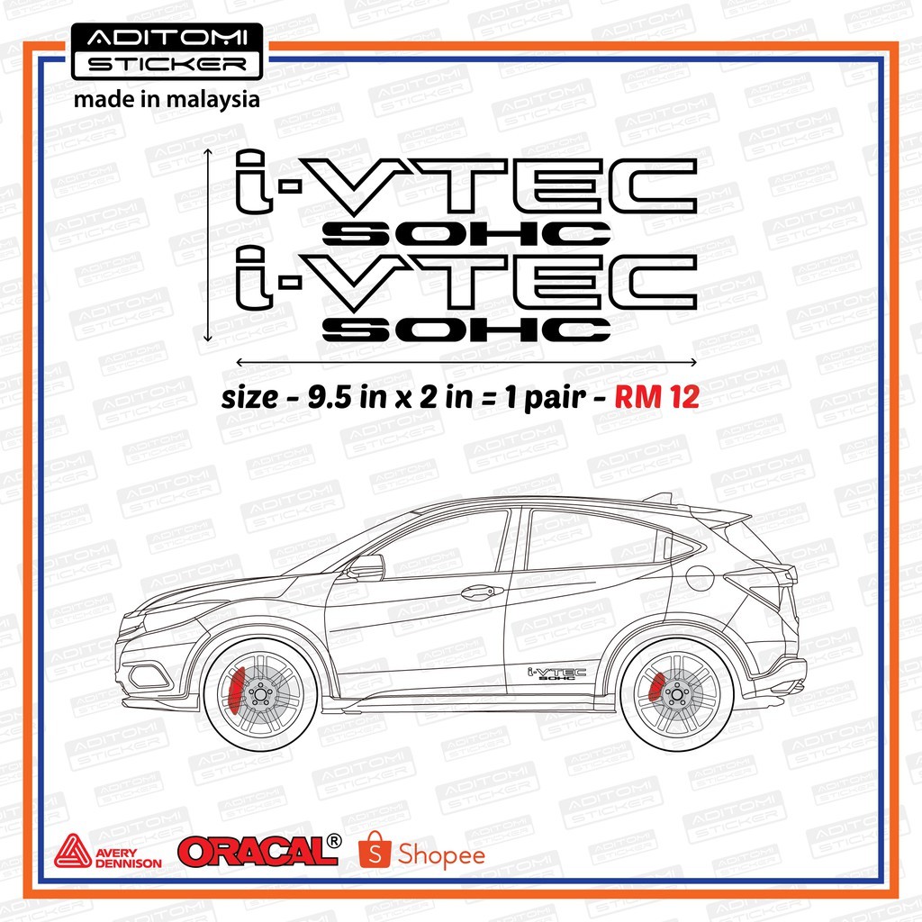 Honda i-vtec sohc 9.5 inch side diecut sticker | Shopee Malaysia
