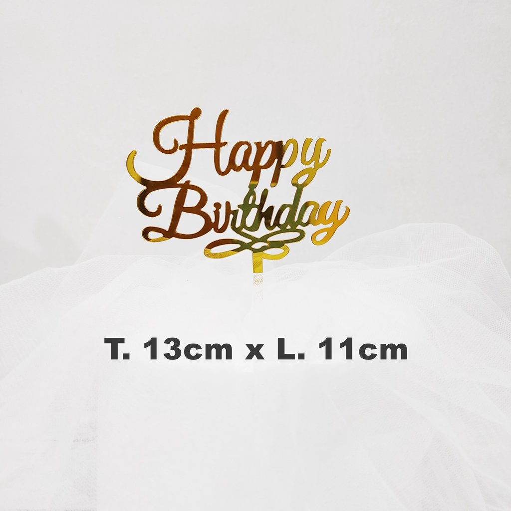 Happy Birthday Acrylic Topper (THB.005), Gold, Acrylic Cake Topper ...