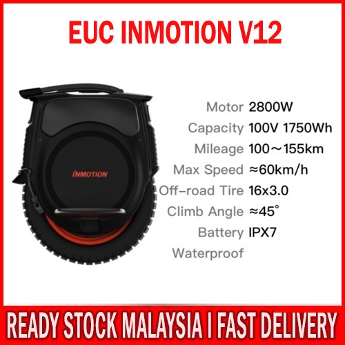 Inmotion V12 2500W Motor Top Speed 70KMj 100V 1750Wh Battery 16" Tire ...