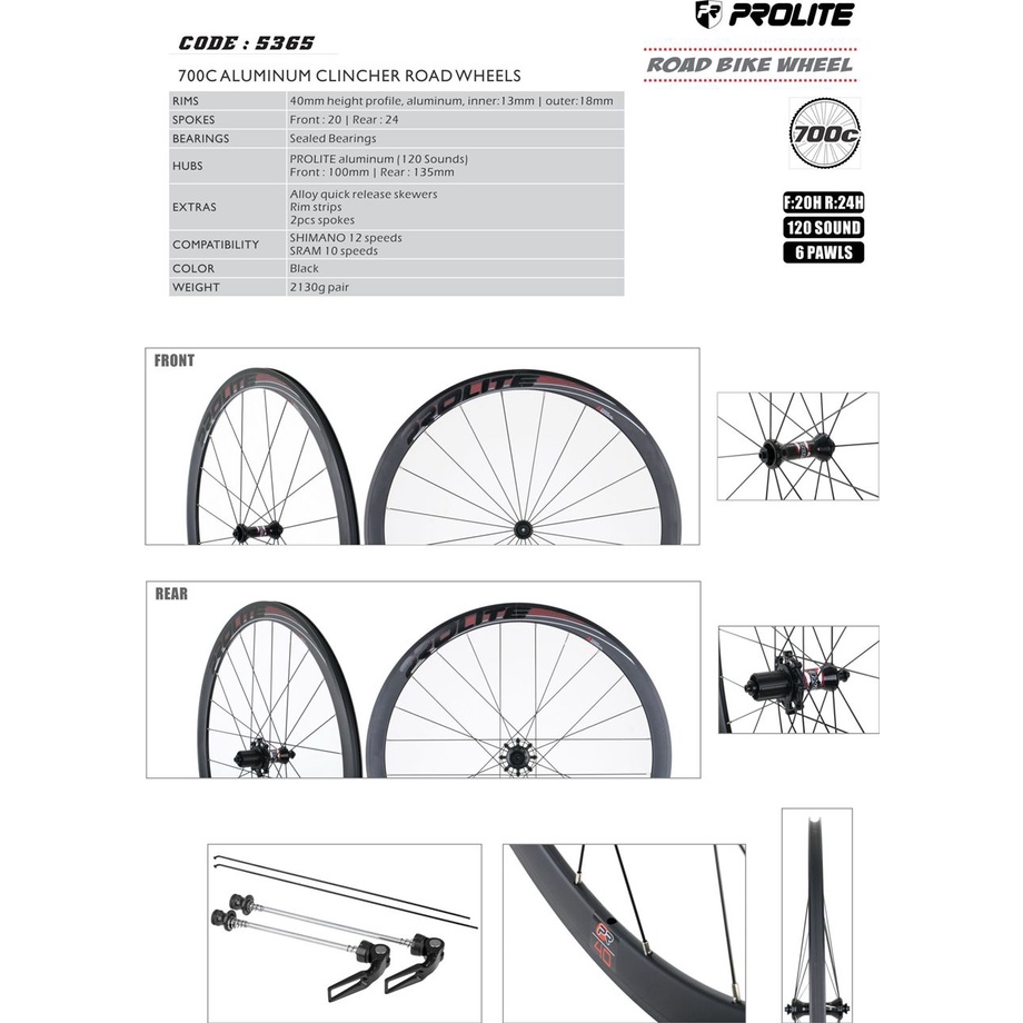 PROLITE 700C ROAD BIKE SEALBEARING WHEELSET(5365) | Shopee Malaysia