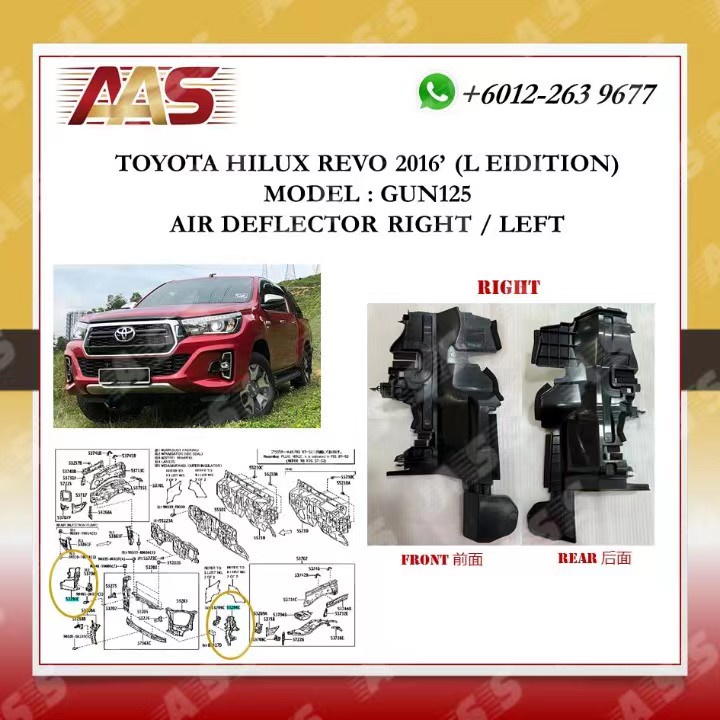TOYOTA HILUX REVO 2016' (L EDITION) GUN125 AIR REFLECTOR RIGHT / LEFT ...