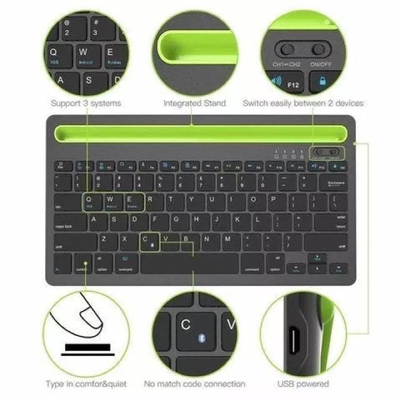 DUAL CHANNEL BLUETOOTH WIRELESS KEYBOARD | Shopee Malaysia