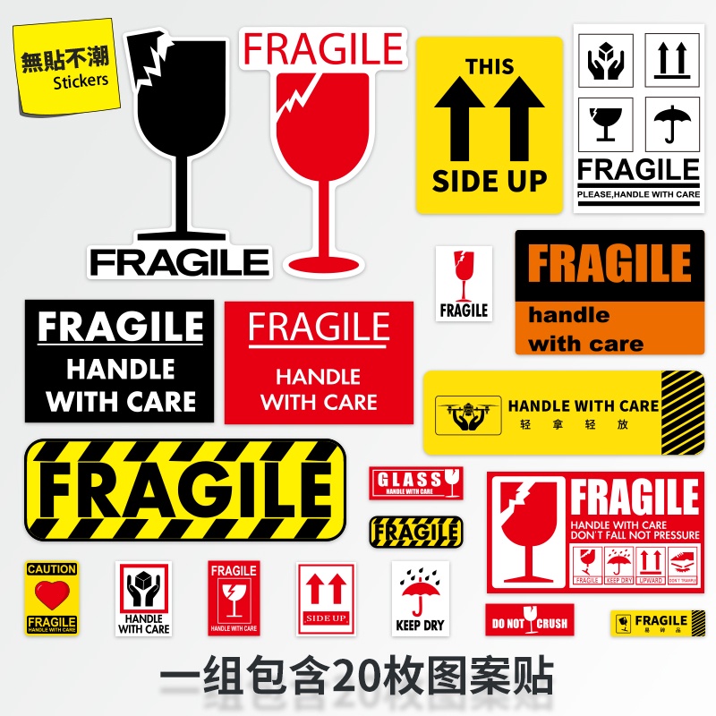 [stickers] 20 pieces/set Fragile Warning Anti-collision Suitcase ...