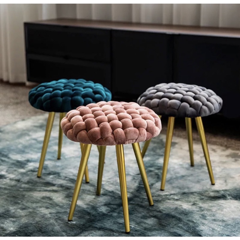 LAWOLA Ready Stock Nordic Knitting Light Luxury Stool | Shopee Malaysia