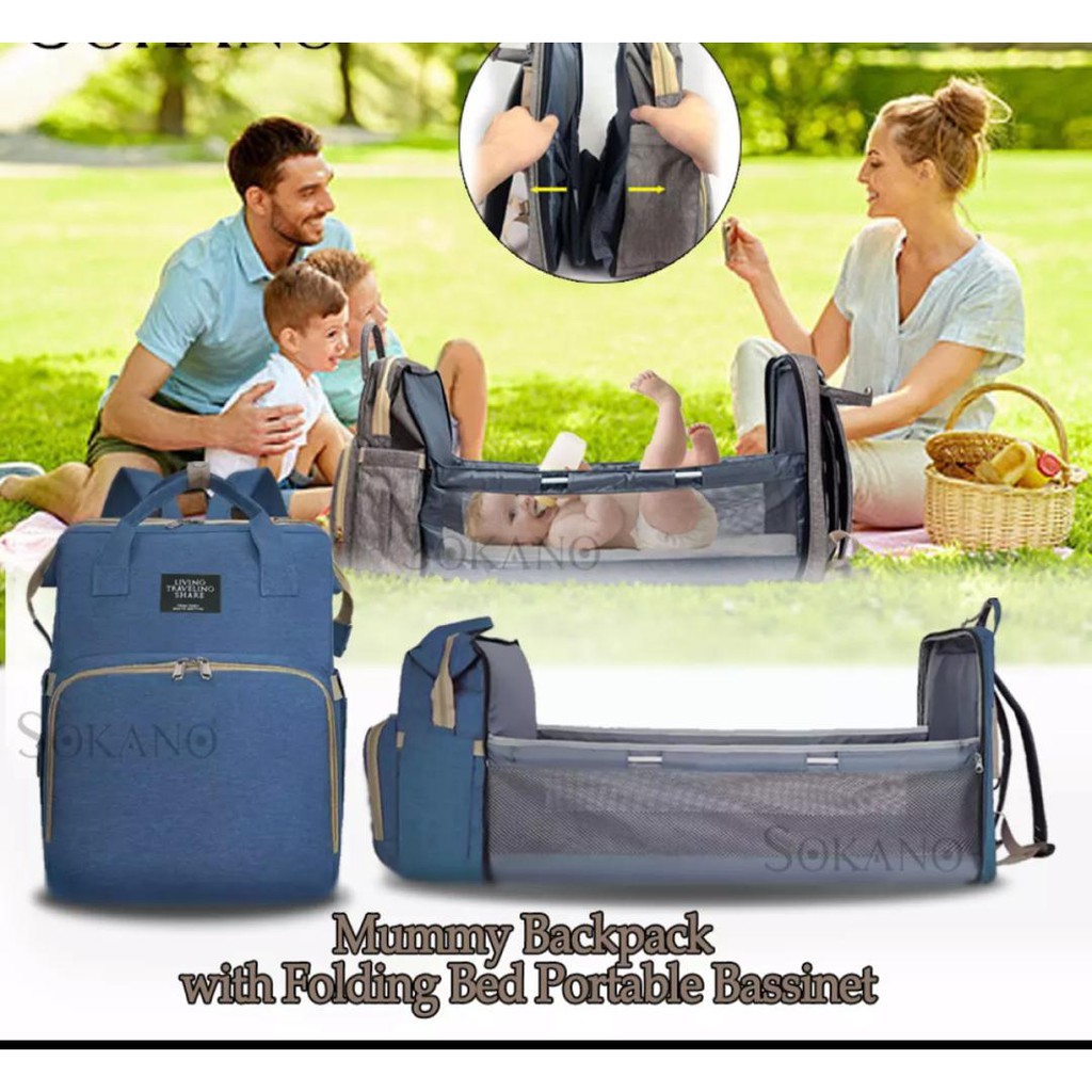 029 Mummy Backpack with Folding Bed Portable Bassinet For Baby Foldable ...