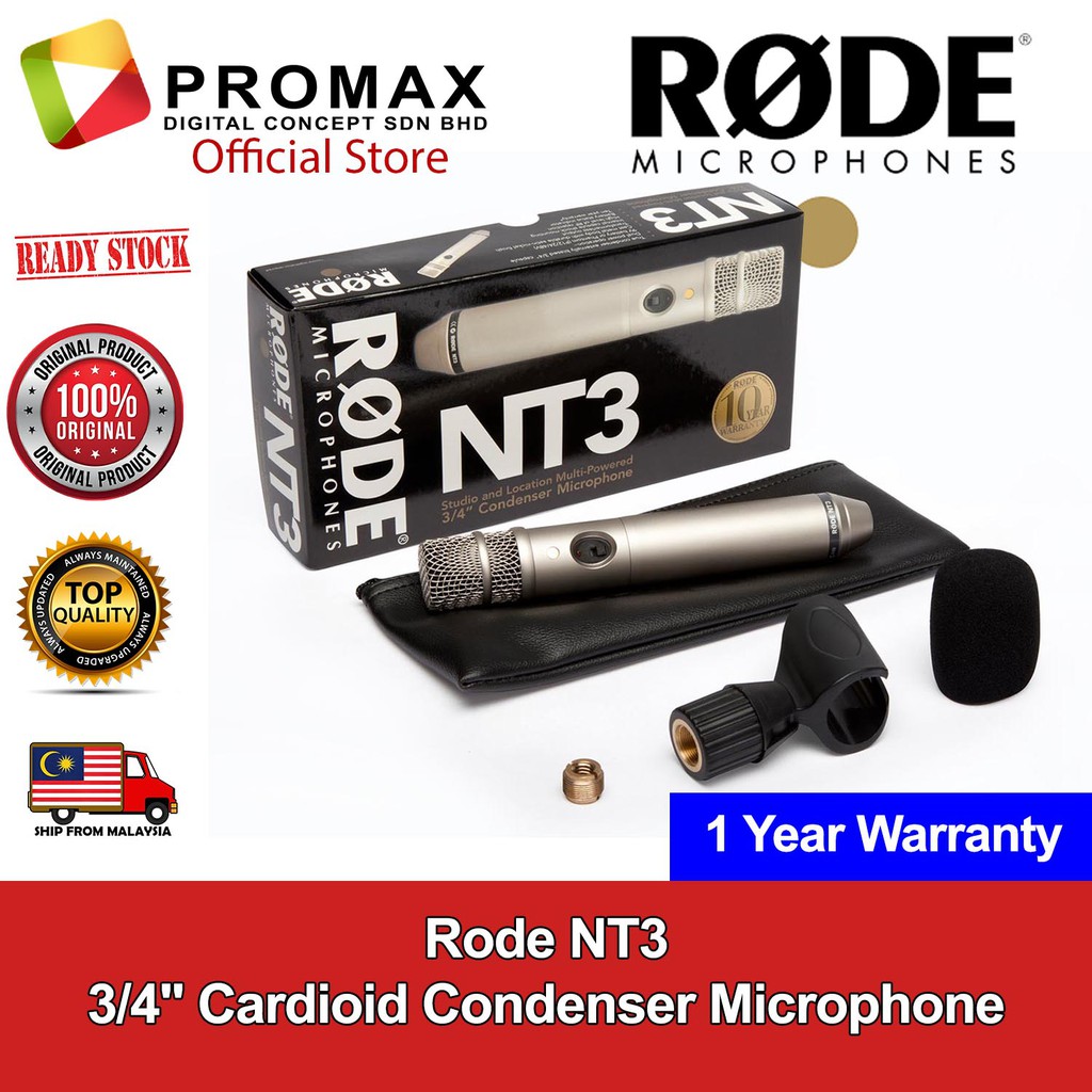 Rode NT3 3/4" Cardioid Condenser Microphone 100% Original Rode Malaysia ...