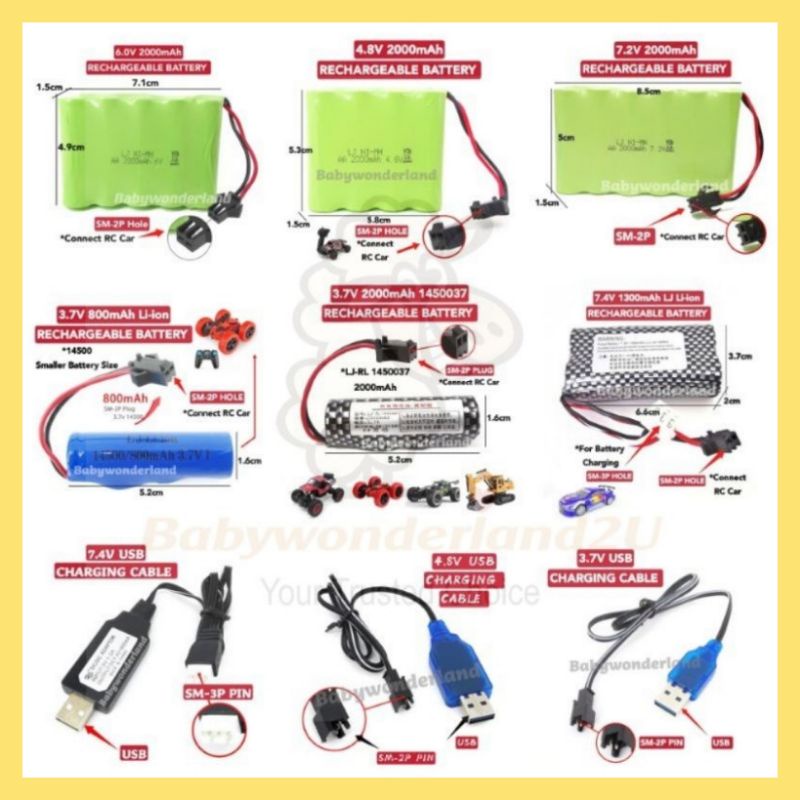 Bateri Kereta Kontrol RC Remote Control Car Rechargeable Battery USB ...
